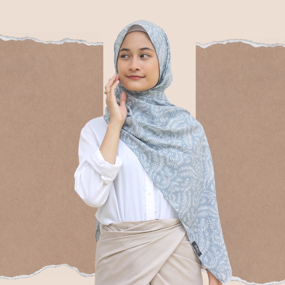 Jual Hijab Pashmina Denim Motif Leaf | Shopee Indonesia