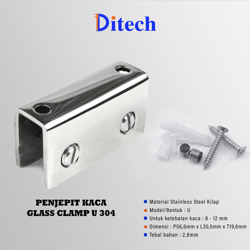 Jual Penjepit Kaca / Glass Clip Model U Stainless Steel SUS 304 Premium | Shopee Indonesia