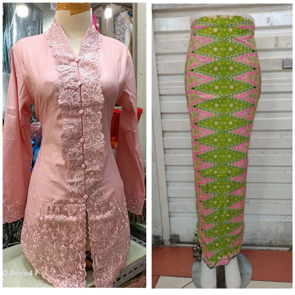 Jual Setelan rok kebaya encim bordir kembang senada lengan panjang ...