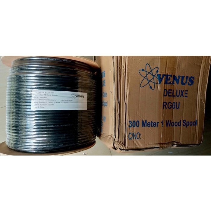 Jual Kabel Coaxial RG6U panjang 300 meter VENUS Deluxe 90% Braid | Shopee Indonesia