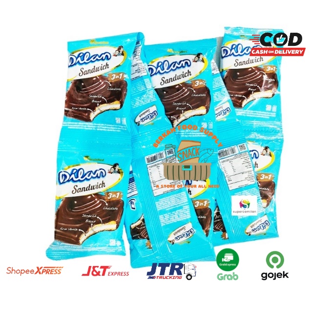 Jual ( BERKAH ) DILAN Sandwich Biskuit 3 in 1 Cream Vanila Coklat 10 ...