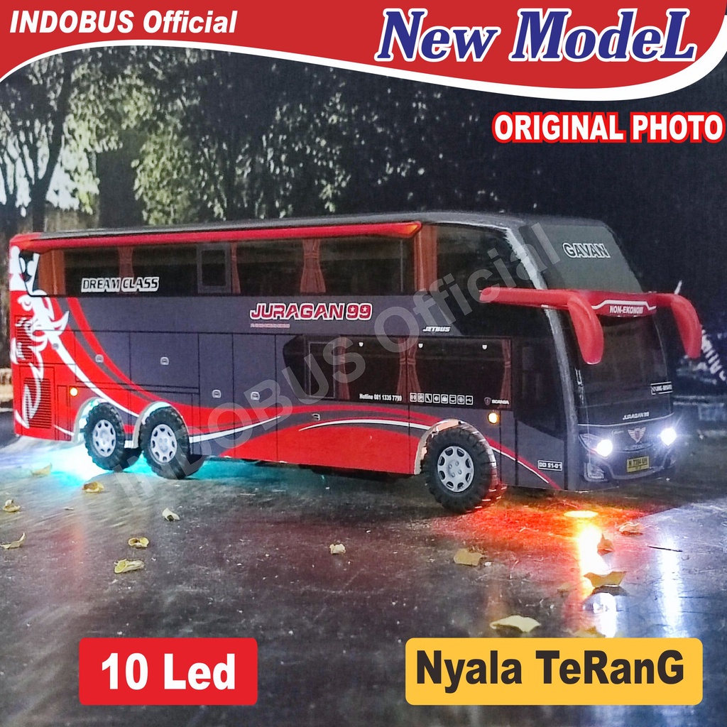 Jual Miniatur Bus Bis JURAGAN 99 Double Decker Voyager Lampu | Shopee ...