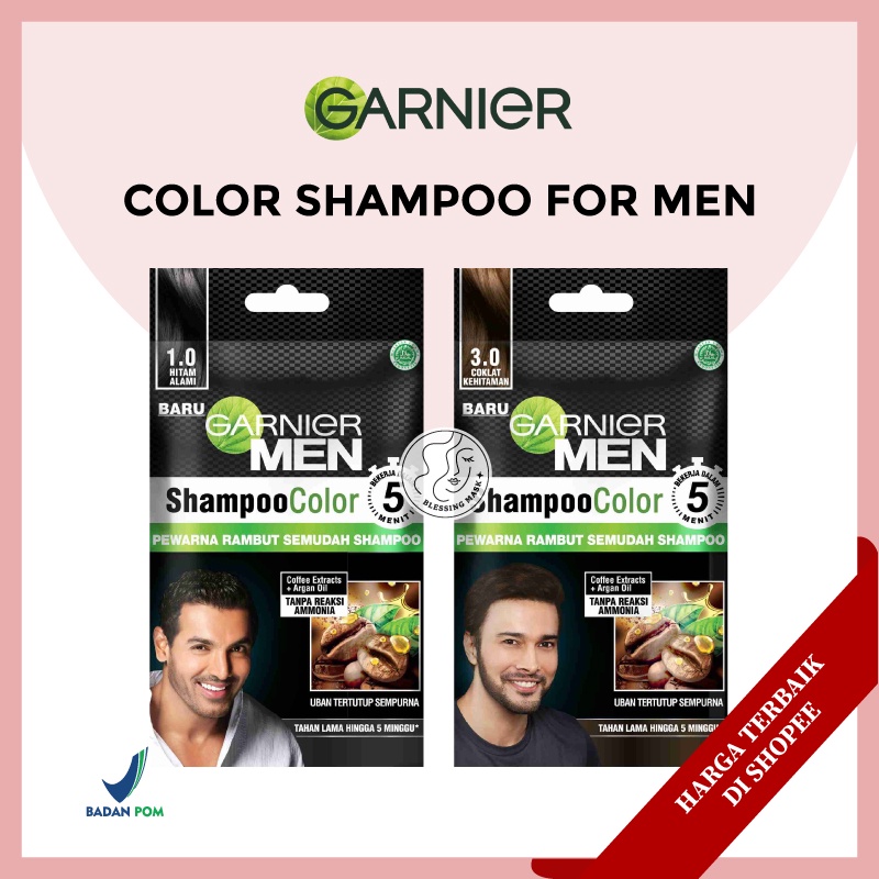 Jual Garnier Men Shampoo Hair Color - 1 Sachet | Pewarna Rambut Pria ...