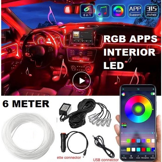 Jual Lampu Interior Mobil Ambience RGB APPS LED Ambient Light Android warna ganti warna pelangi ...