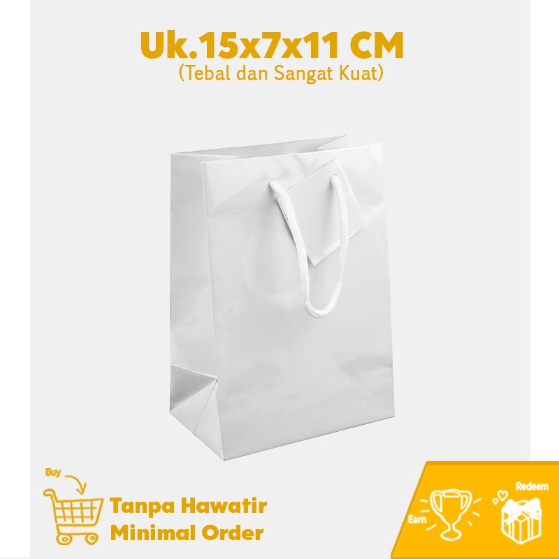 Jual (Craft) Paper Bag Putih Polos Mini Uk. 15x7x11cm / Paper Bag ...