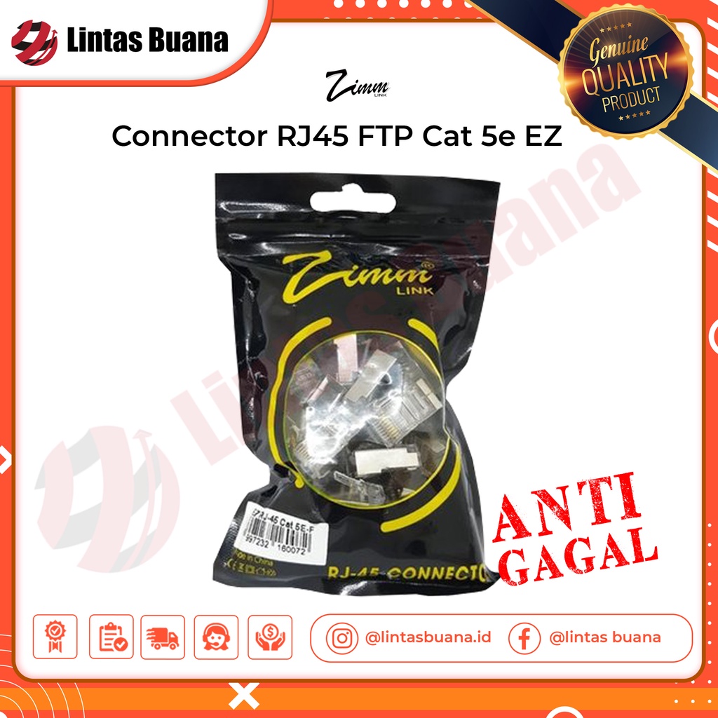 Jual Connector RJ45 FTP Cat 5e EZ Outdoor Zimmlink 50pcs Konektor RJ45 ...