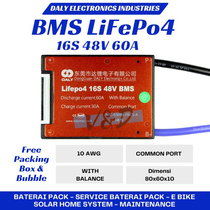 Jual BMS LiFePo4 16S 48V 60A Daly BMS Original | Shopee Indonesia