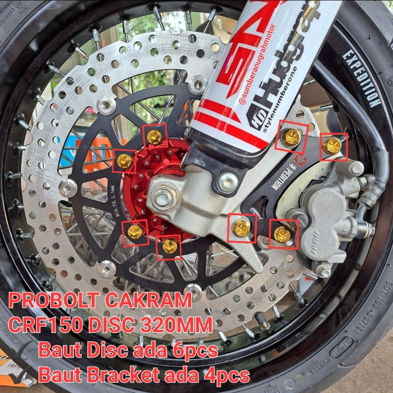 Jual BAUT CAKRAM DEPAN CRF CRF150 DISC 320mm BAUT TITANIUM & PROBOLT / KALIPER / DISC / PIRINGAN ...