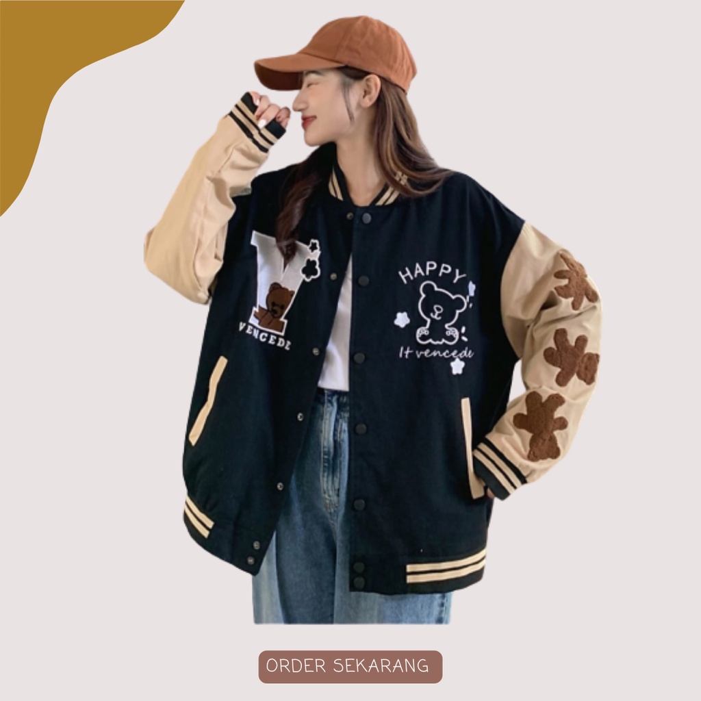 Jual HAPPY VENCEDE V VARSITY BASEBALL JACKET ALA KOREA STYLE (PH ...