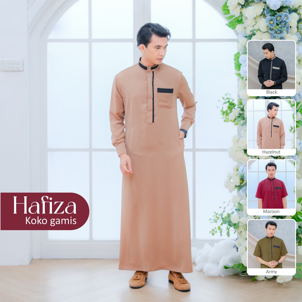 Jual Koko Gamis Hafiza Lengan Panjang Couple Premium | Shopee Indonesia