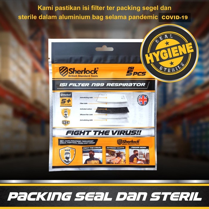 Jual Refill Filter Masker N99 N95 Dual Karbon Aktif isi 5pcs sherlock ...