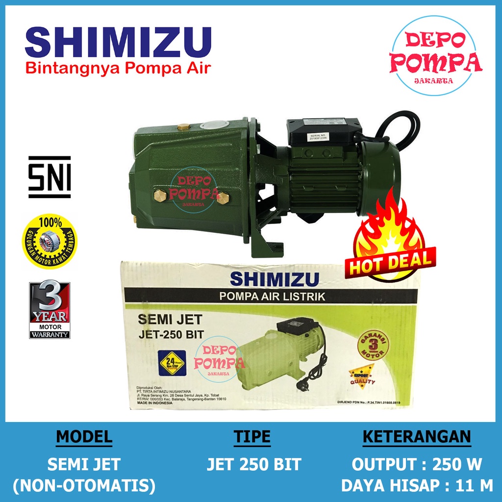 Jual Pompa Air SHIMIZU SEMI JET 250 BIT | Shopee Indonesia