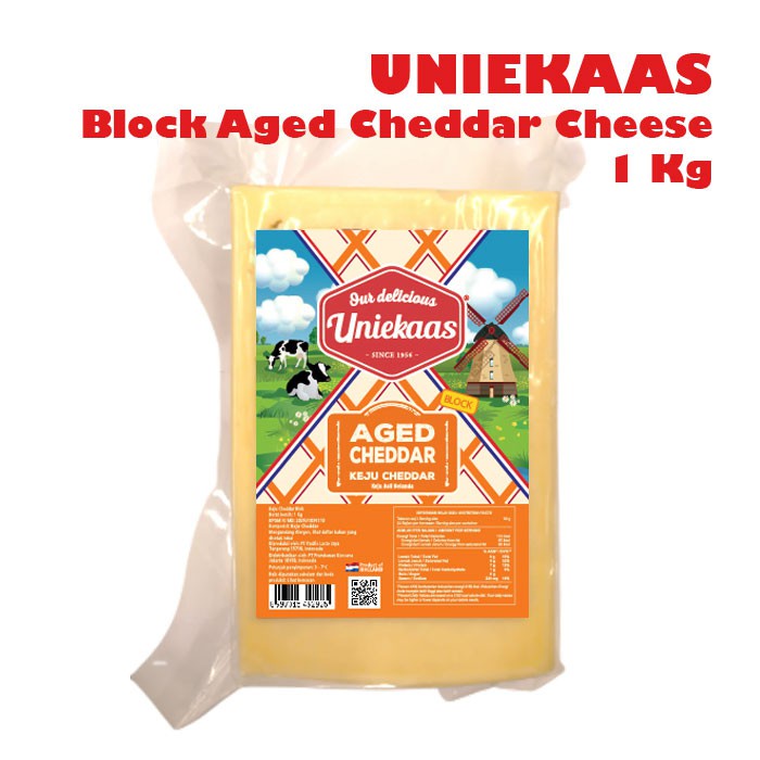 Jual UNIEKAAS - Block Aged Cheddar Cheese 1 Kg / Keju Cheddar 1kg ...