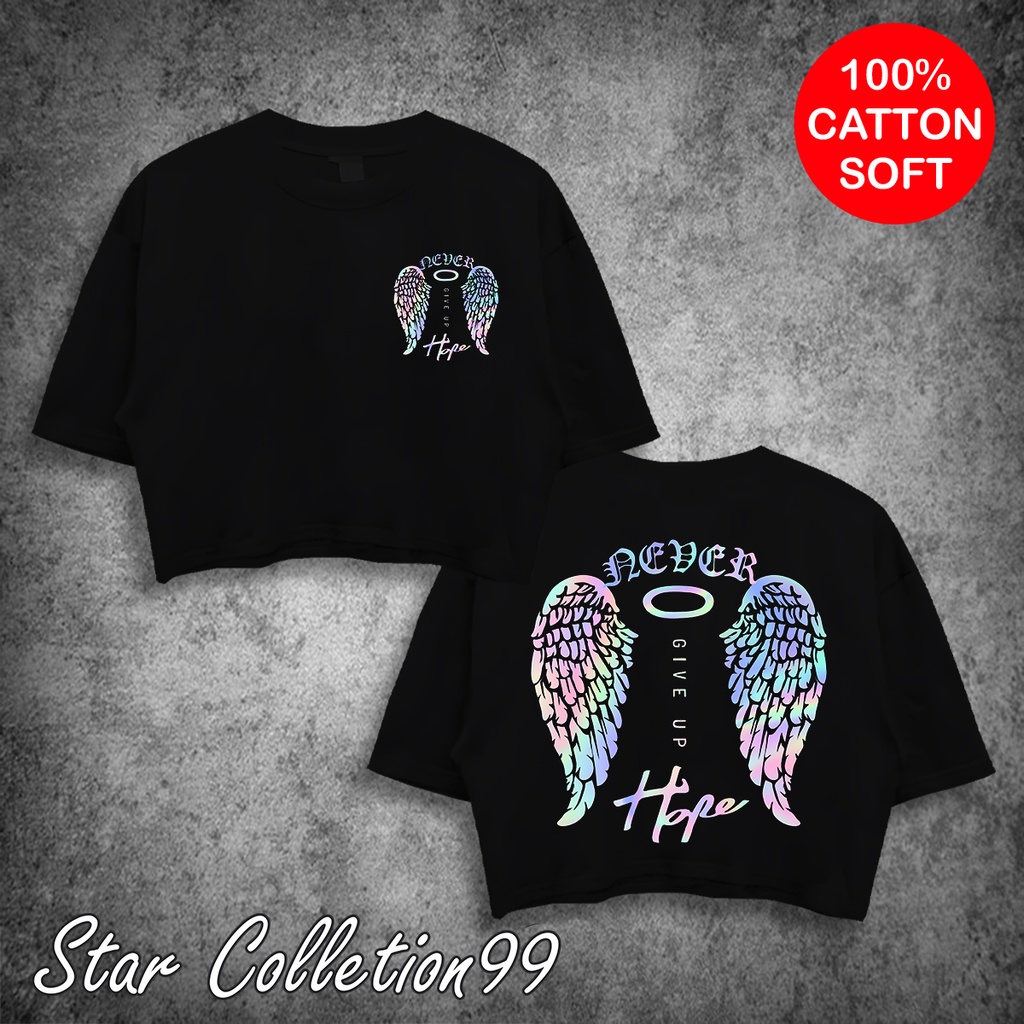 Jual KAOS OVERSIZE CROP NEVER ANGEL | Shopee Indonesia