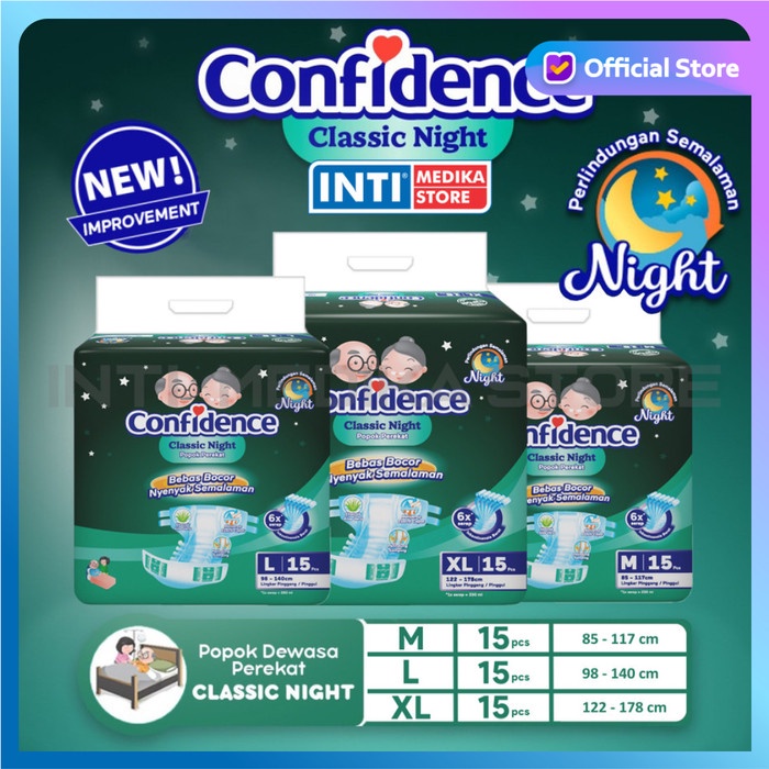 Jual Diaper Confidence - Diapers Classic Night M L Xl Isi 15 Popok ...