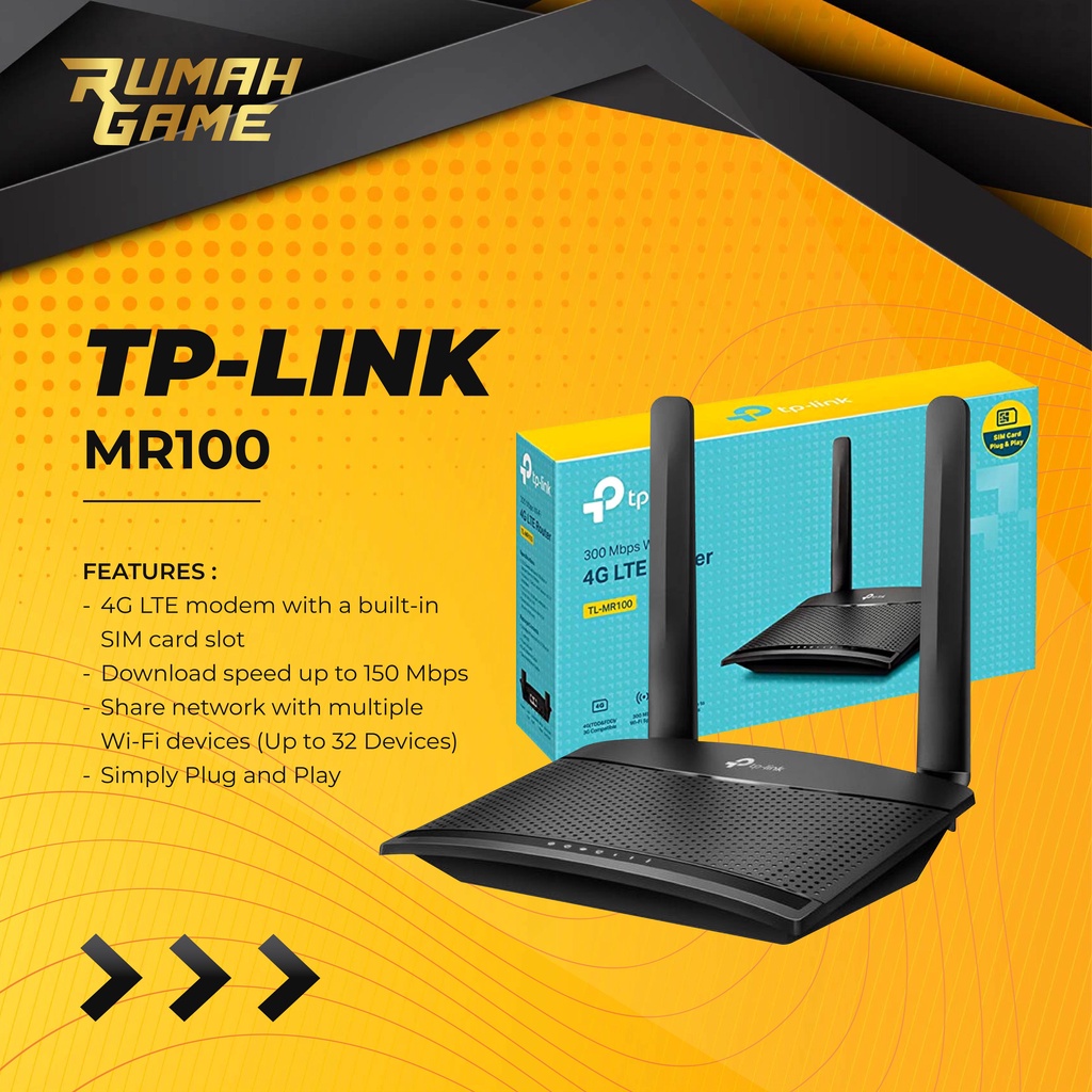 Jual Wifi Router TP-LINK MR100 300Mbps Wireless N 4G LTE Simcard Plug ...