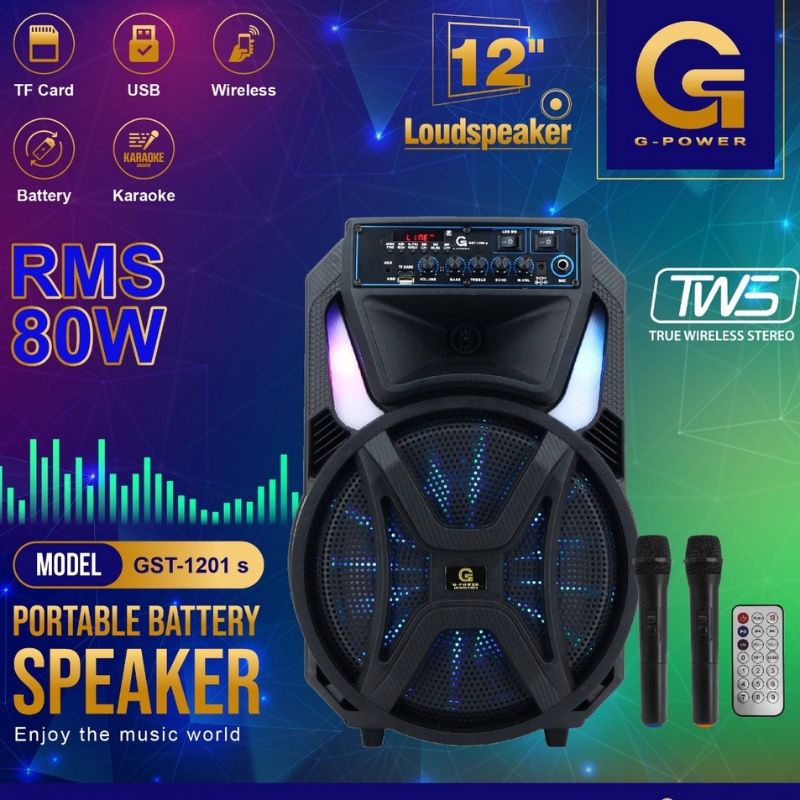 Jual G-Power Speaker Bluetooth Karoke TWS 12 inch 80W GST-1201s Free ...