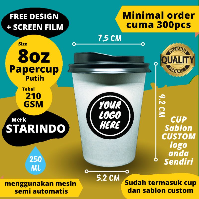 Jual PAPER CUP 8 OZ 12 OZ STARINDO min 100 pcs | Shopee Indonesia
