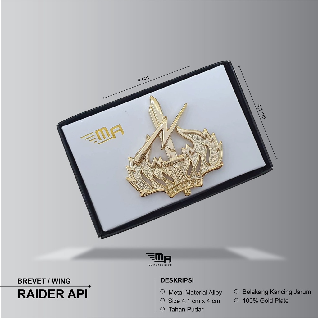 Jual WING RAIDER API PDH BRUVET BREVET PIN RAIDER API AKRILIK MIKA ...