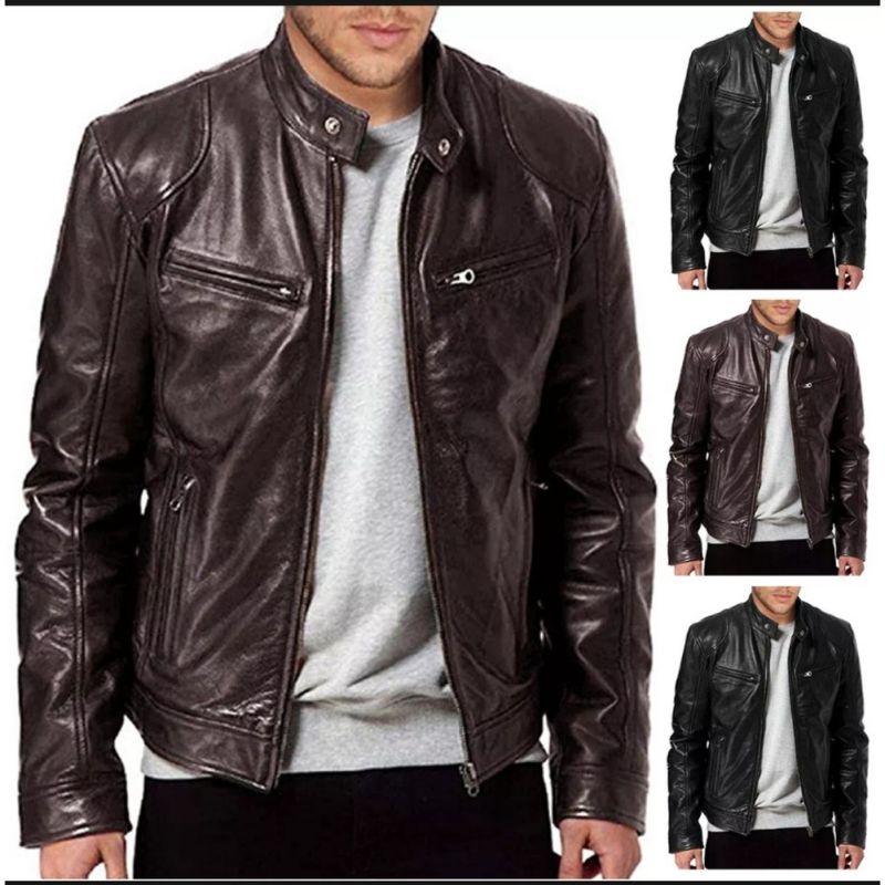Jual 0[COD] Jaket kulit pria / Jaket keren / Jaket kulit asli garut ...