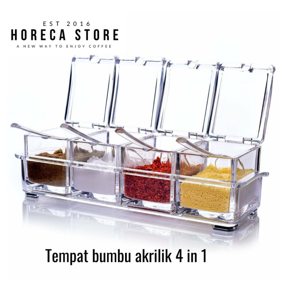 Jual Tempat Bumbu Akrilik 4 in 1 / Seasoning Container / Tempat Saos ...