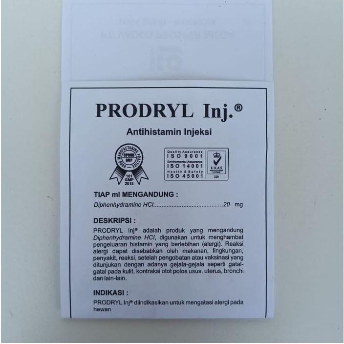 Jual PRODRYL Inj. 100ml - Antihistamin Anti Alergi hewan TERNAK SAPI ...