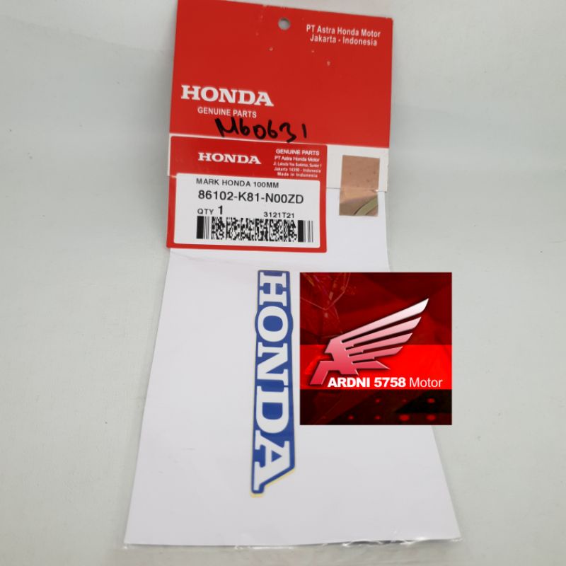 Jual MARK STICKER STIKER LABEL TULISAN HONDA 100MM 10CM BIRU PUTIH ...
