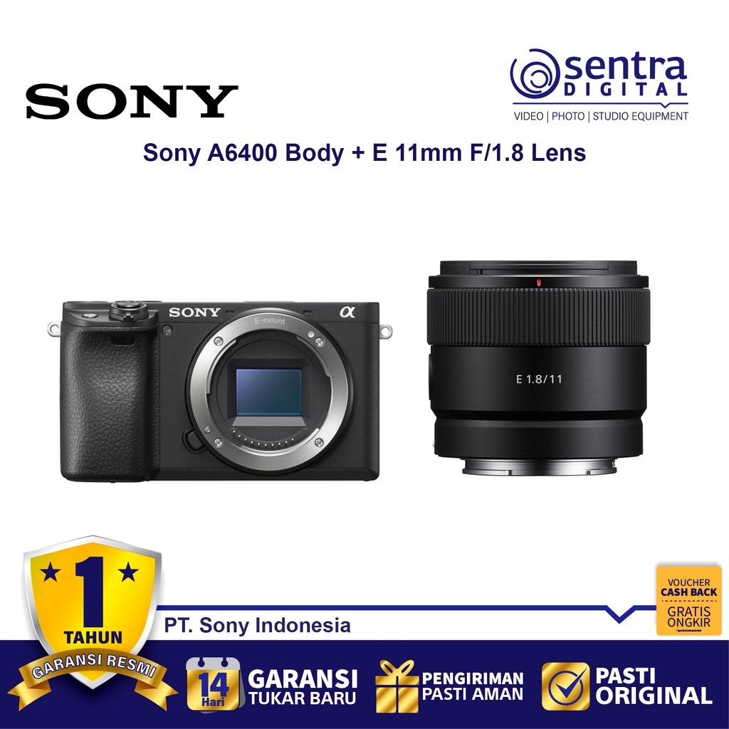 Jual Sony Alpha A6400 (Body Only) With E 11mm F/1.8 Lens (SEL11F18 ...