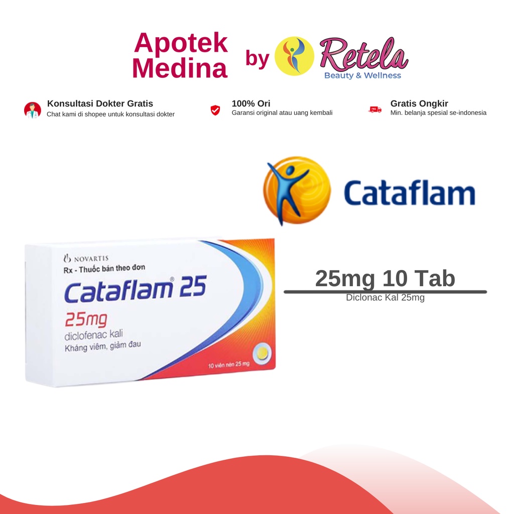 Jual CATAFLAM 25 MG 1 BLISTER 10 TABLET | Shopee Indonesia