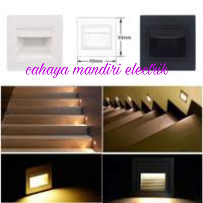 Jual lampu tangga led / inwall light sinar kuning 3000k 220vac body ...