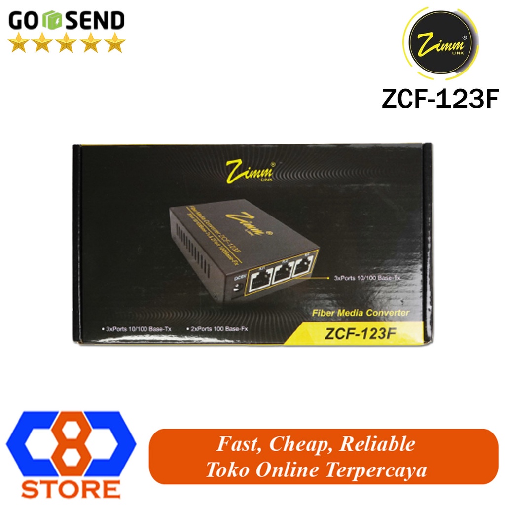 Jual MEDIA CONVERTER ZIMMLINK ZCF-123F AB 2 PORT FO SC & 3 PORT LAN ...