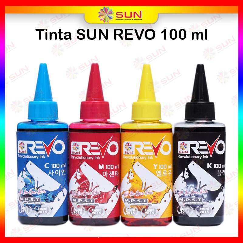 Jual Tinta Refill Epson / Canon / Hp - SUN REVO INK 1 SET BCMY 100 ML ...