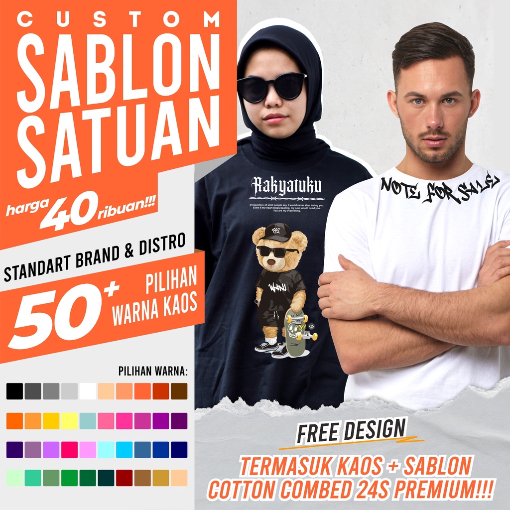 Jual Sablon Kaos Satuan Custom Desain Sendiri Cotton Combed 24s Standart Brand Premium | Shopee ...