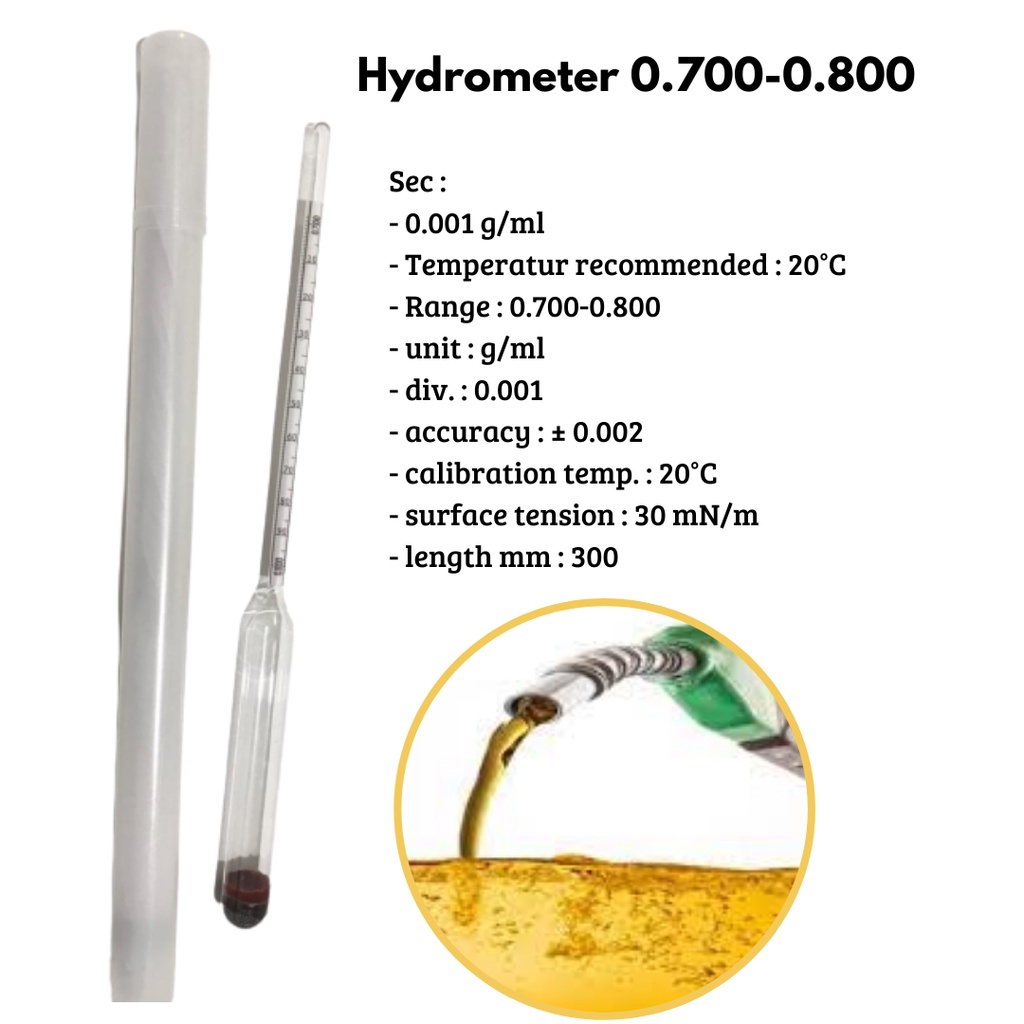 Jual Hydrometer Baume Density scale 0,7ml - 0,8ml Hidrometer ukur Bensin Pertamax Pertalite ...