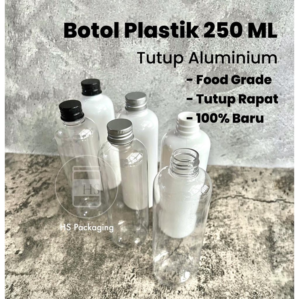 Jual Botol Plastik 250 ML / Botol PET 250ml Tutup Aluminium | Shopee Indonesia