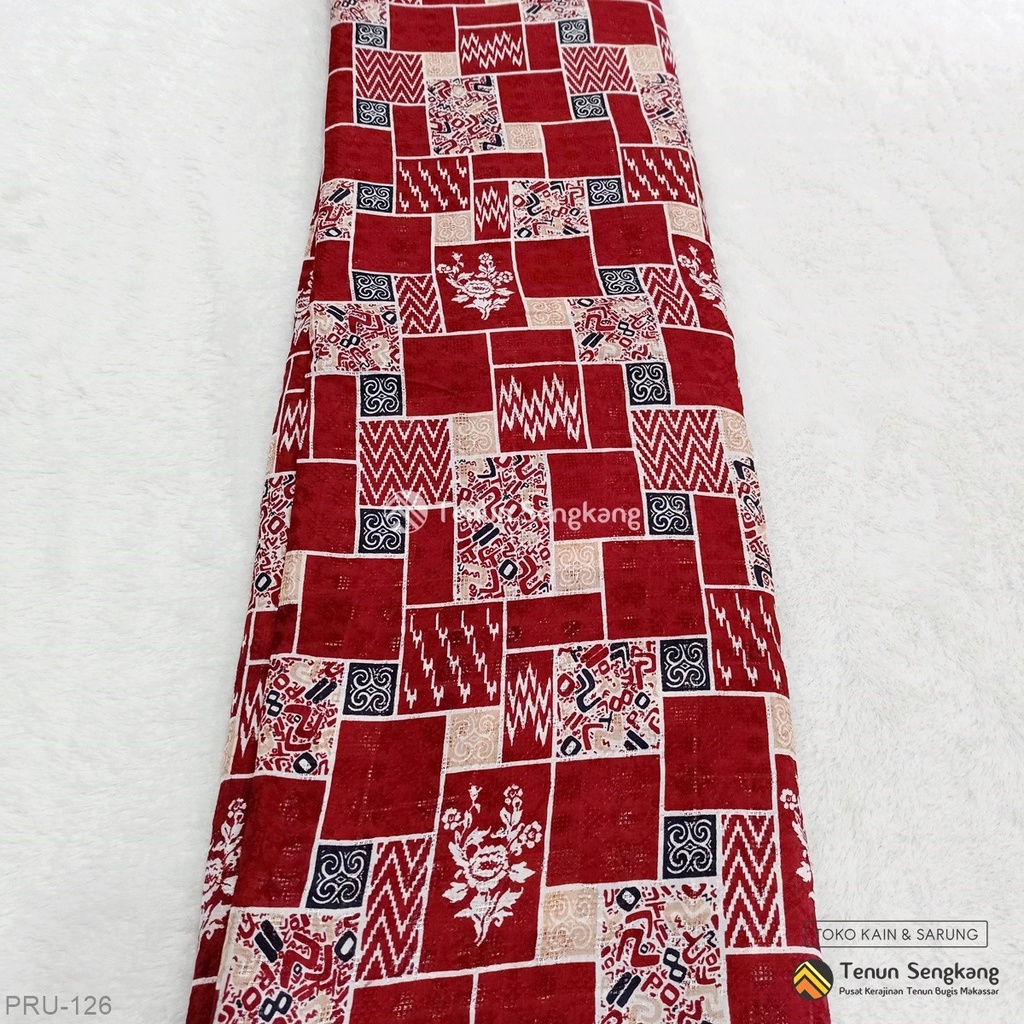 Jual Kain Tenun Dobby Batik Sutra Bugis Makassar Marun - Tenun Sengkang PRU-126 (Harga Per 0,5 ...