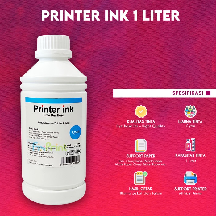 Jual Tinta Epson 1 Liter Refill Dye Base Printer L120 L360 L565 L3110 ...
