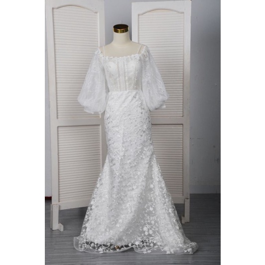 Jual Gaun pengantin putih mermaid new stile korean look | Shopee Indonesia