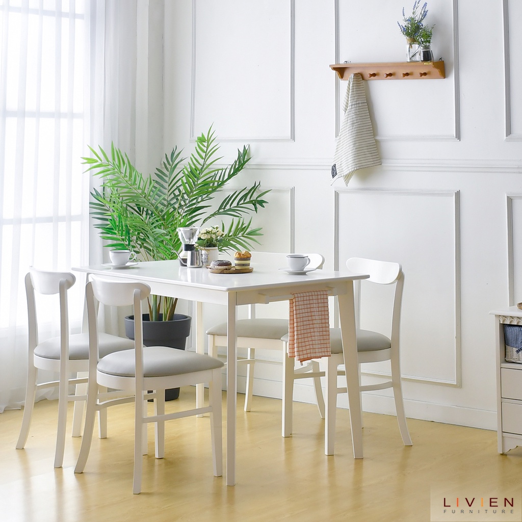 Jual Meja Makan 4 Kursi Minimalis Dinning set Nora Murah Livien | Shopee Indonesia
