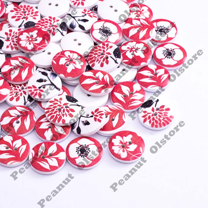 Jual Kancing kayu 2cm bunga merah | Shopee Indonesia