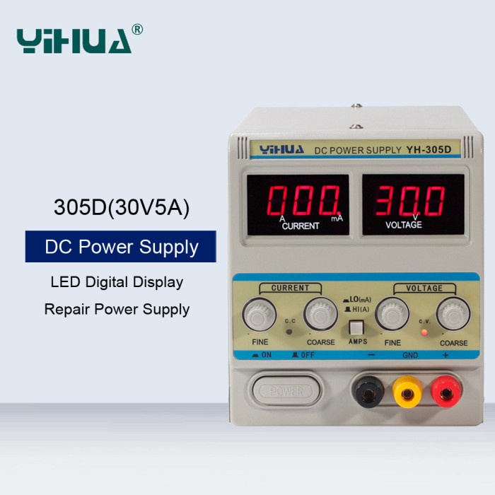 Jual YIHUA 305D Power Supply DC 30V 5A LED Digital Display Untuk Servis HP | Shopee Indonesia