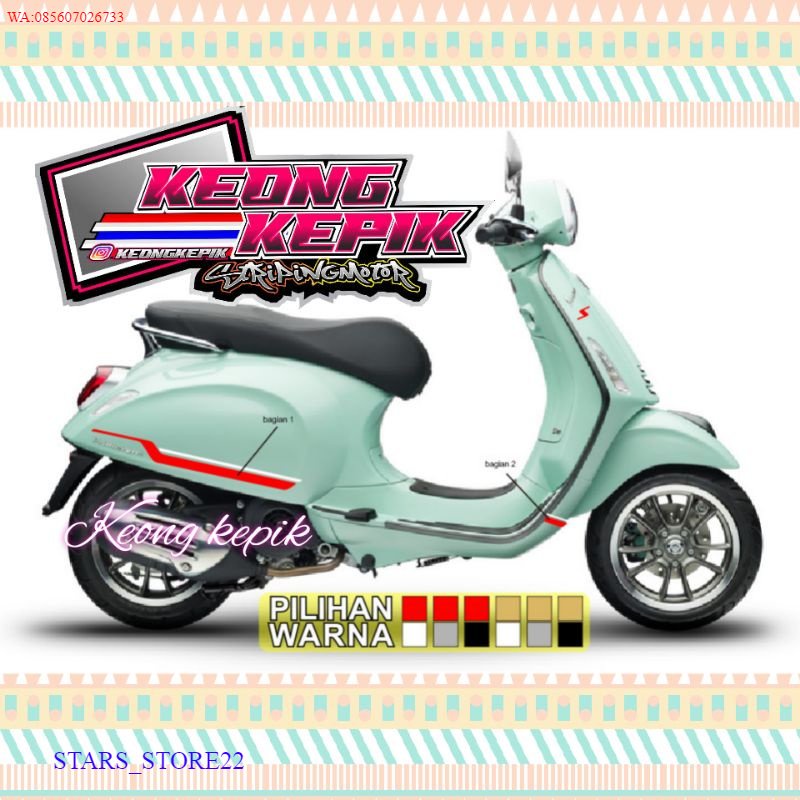 Jual STRIPING STIKER STICKER LIS VARIASI MOTOR VESPA MATIC CUTTING ...