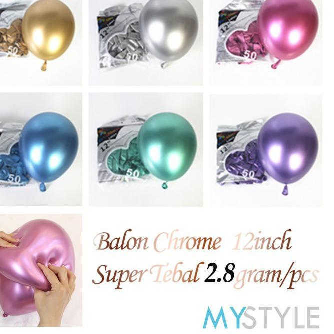 Jual ANA555 BALON LATEX METAL CHROME 12 INCH PACK (1 PACK = 50 PCS ...
