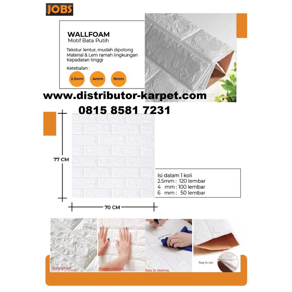 Jual Wallfoam Sticker Motif Bata Putih Ukuran 70cm x 77cm | Shopee ...