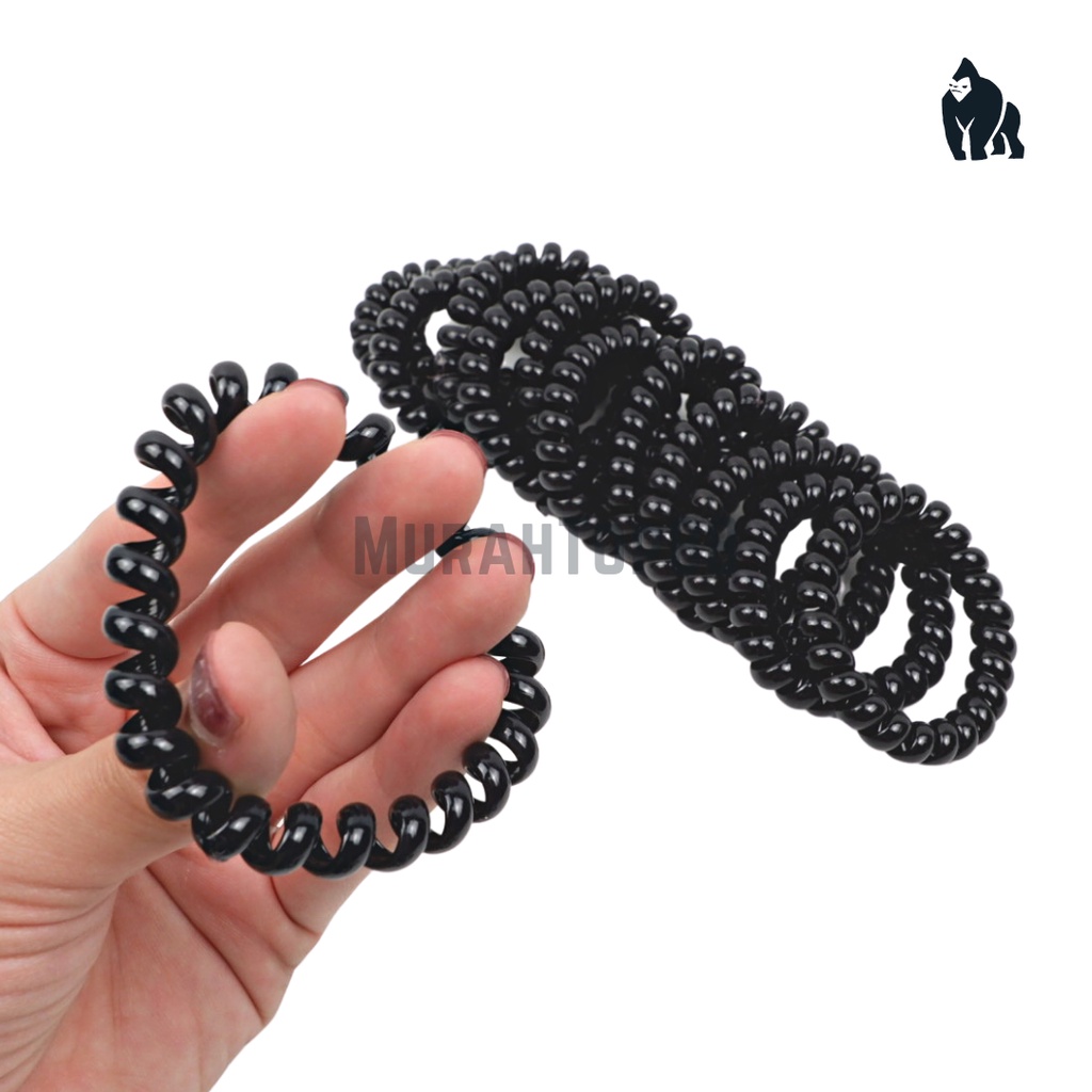 Jual Ikat Rambut Spiral Besar 5 cm Warna Hitam Candy / Kunciran Rambut ...