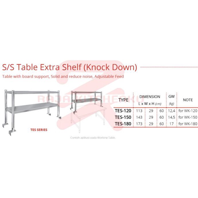 Jual Table Extra Shelf GETRA TES-150 For WK-150 Adjustable Feet ...