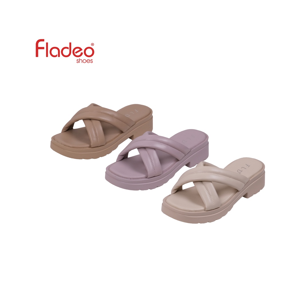 Jual Fladeo B23/LDFH652-1BG/Sendal Hak Tahu Slide Wanita [ Block Heel ...