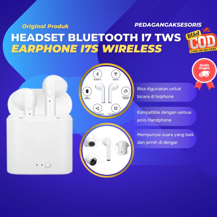 Jual Headset Bluetooth Hf i7 Mini Earphone i7S Wireless TWS | Shopee ...