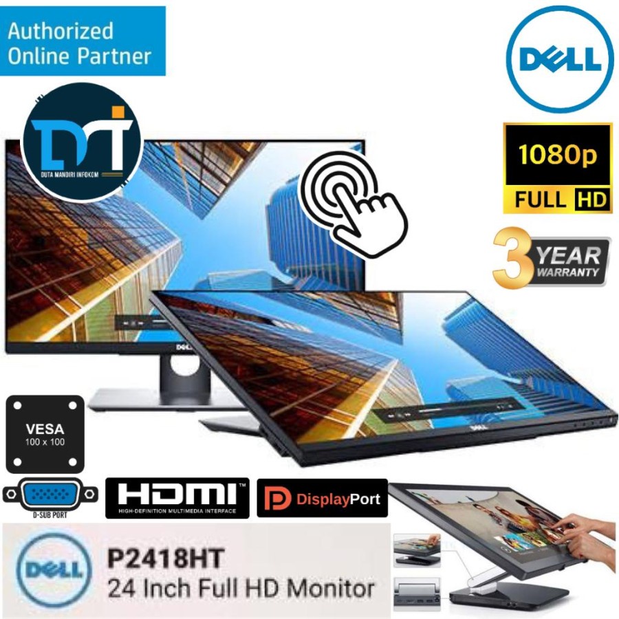 Jual Monitor Led Dell P2418HT 24 Inch Anti Glare Touchscreen Ips FHD ...