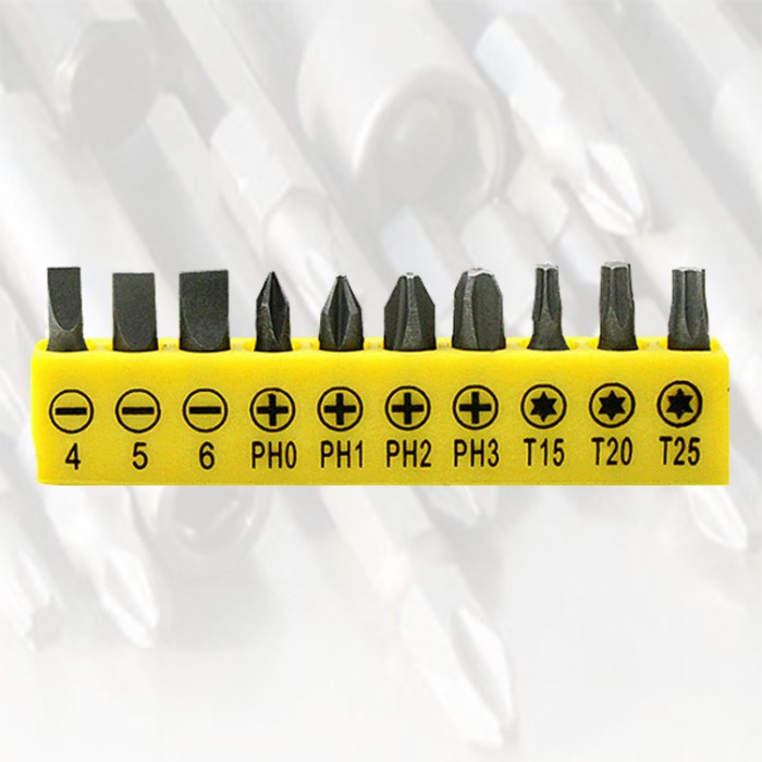 Jual Mata obeng set 10 pcs hex plus minus bintang screwdriver drill bit ...